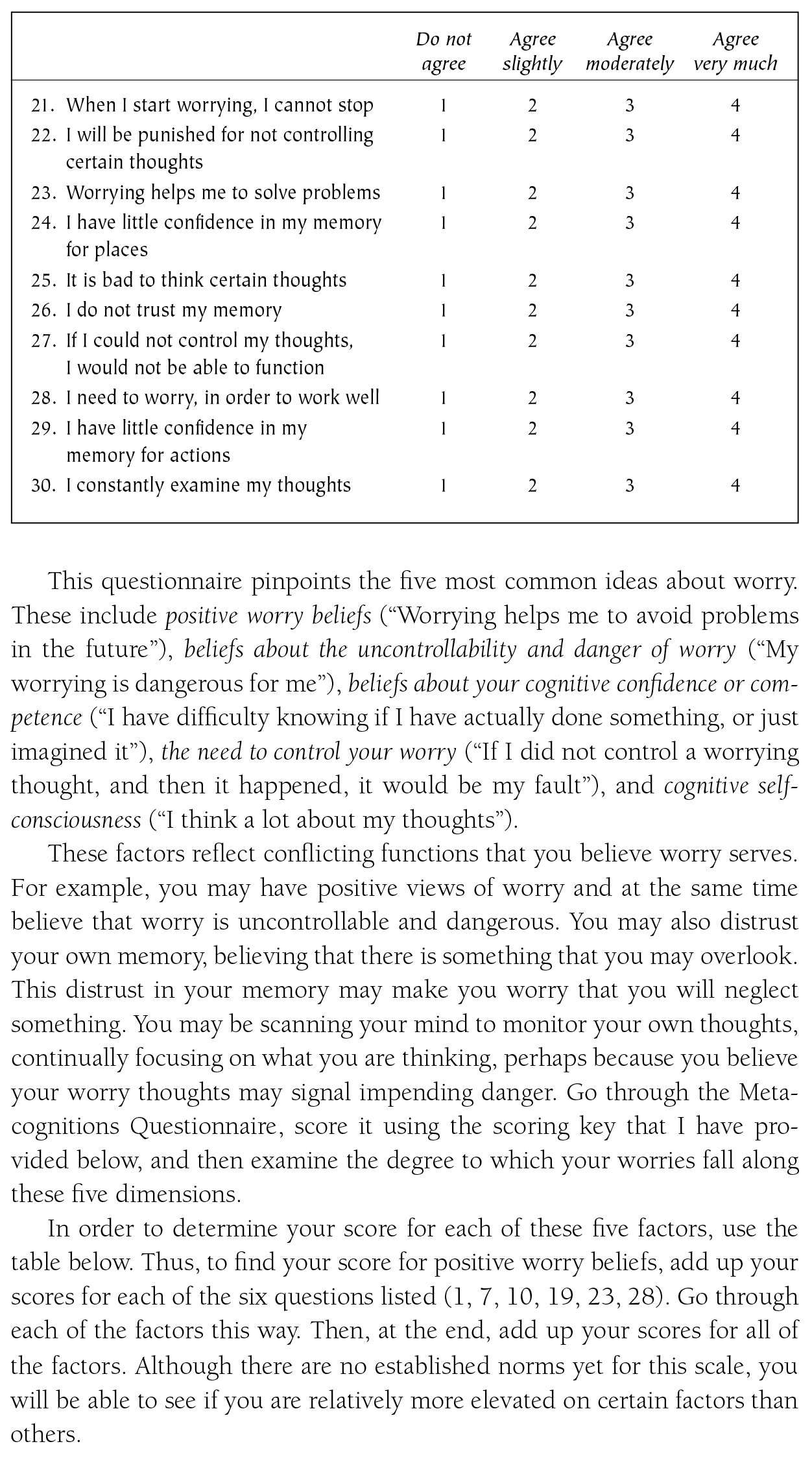 Extended ebook content for The Worry Cure: 3. Metacognitions ...