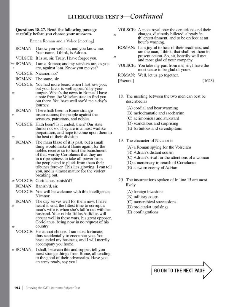 Extended ebook content for Cracking the SAT Literature Subject Test ...