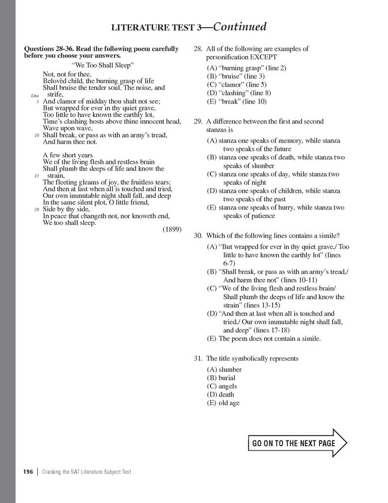 Extended ebook content for Cracking the SAT Literature Subject Test ...