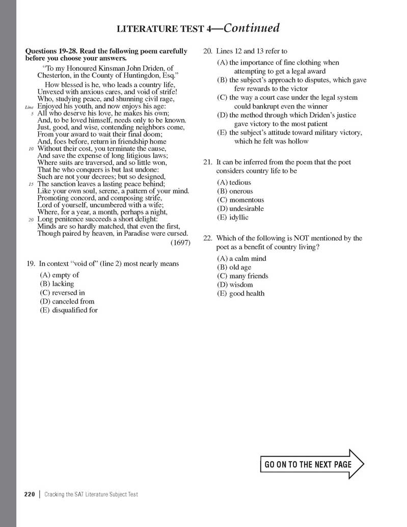 Extended ebook content for Cracking the SAT Literature Subject Test ...