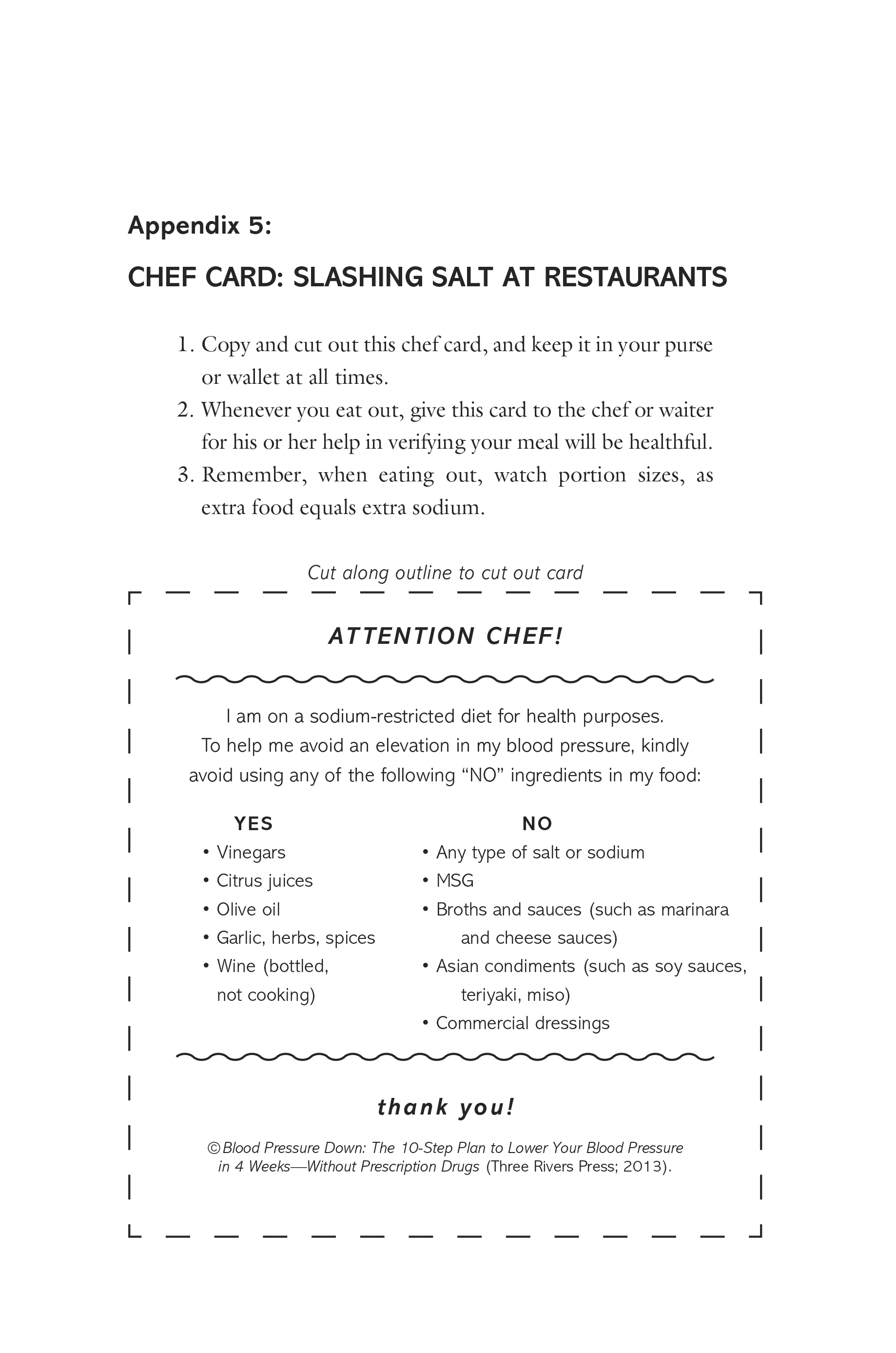 Extended ebook content for Blood Pressure Down: Chef Card: Slashing ...