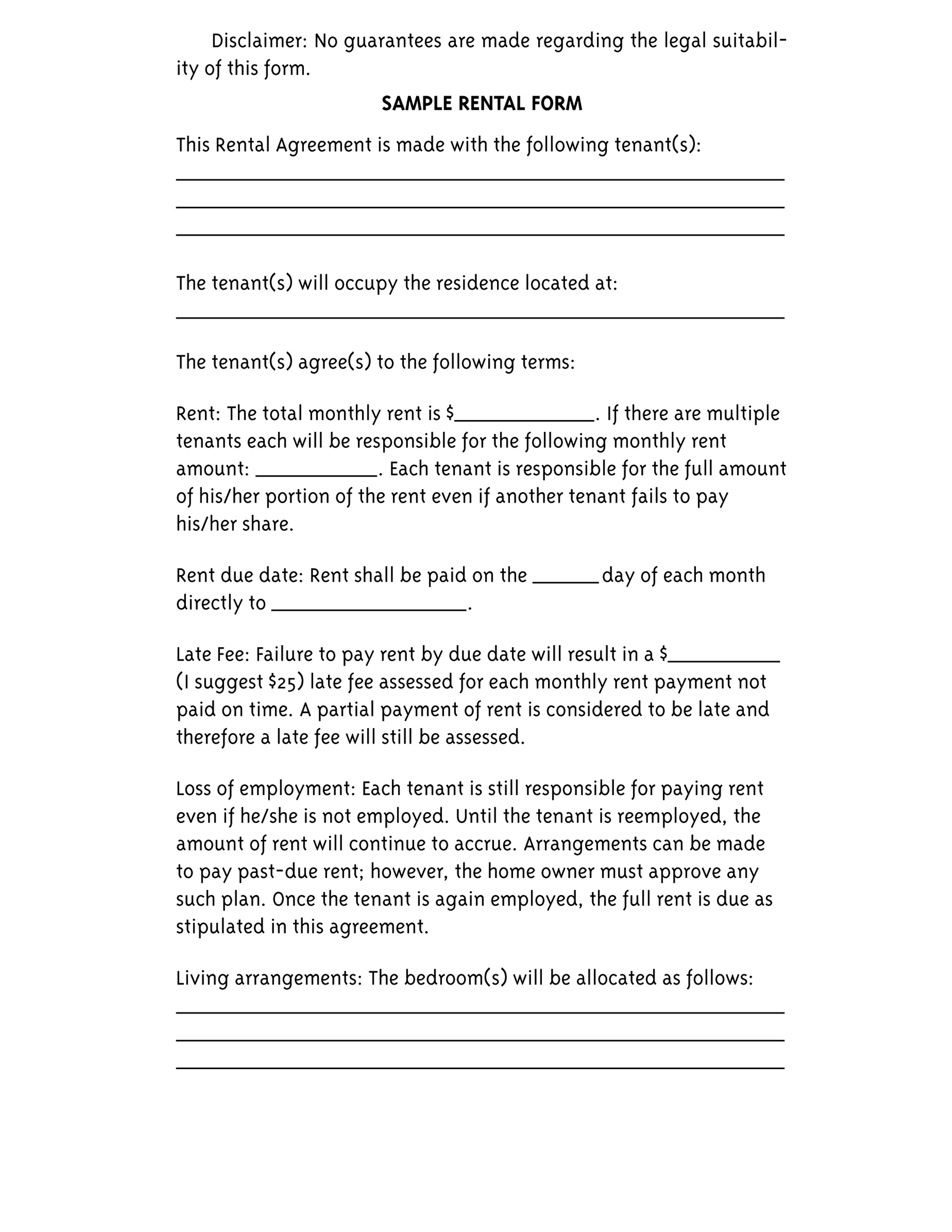 Extended ebook content for Spend Well, Live Rich: Sample Rental Form