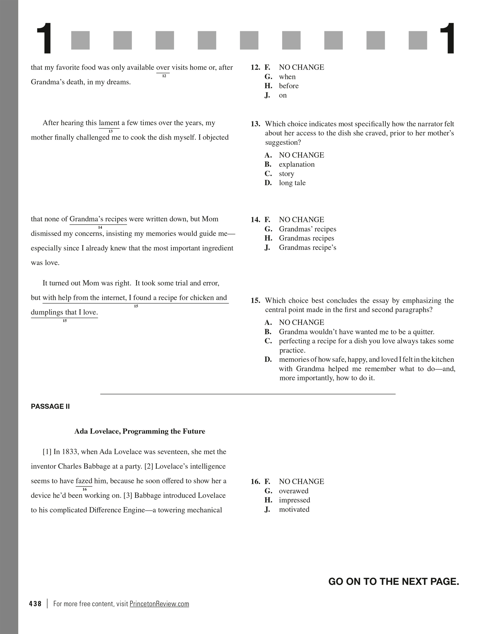 Extended ebook content for Princeton Review ACT Prep, 2020: Practice Exam 1