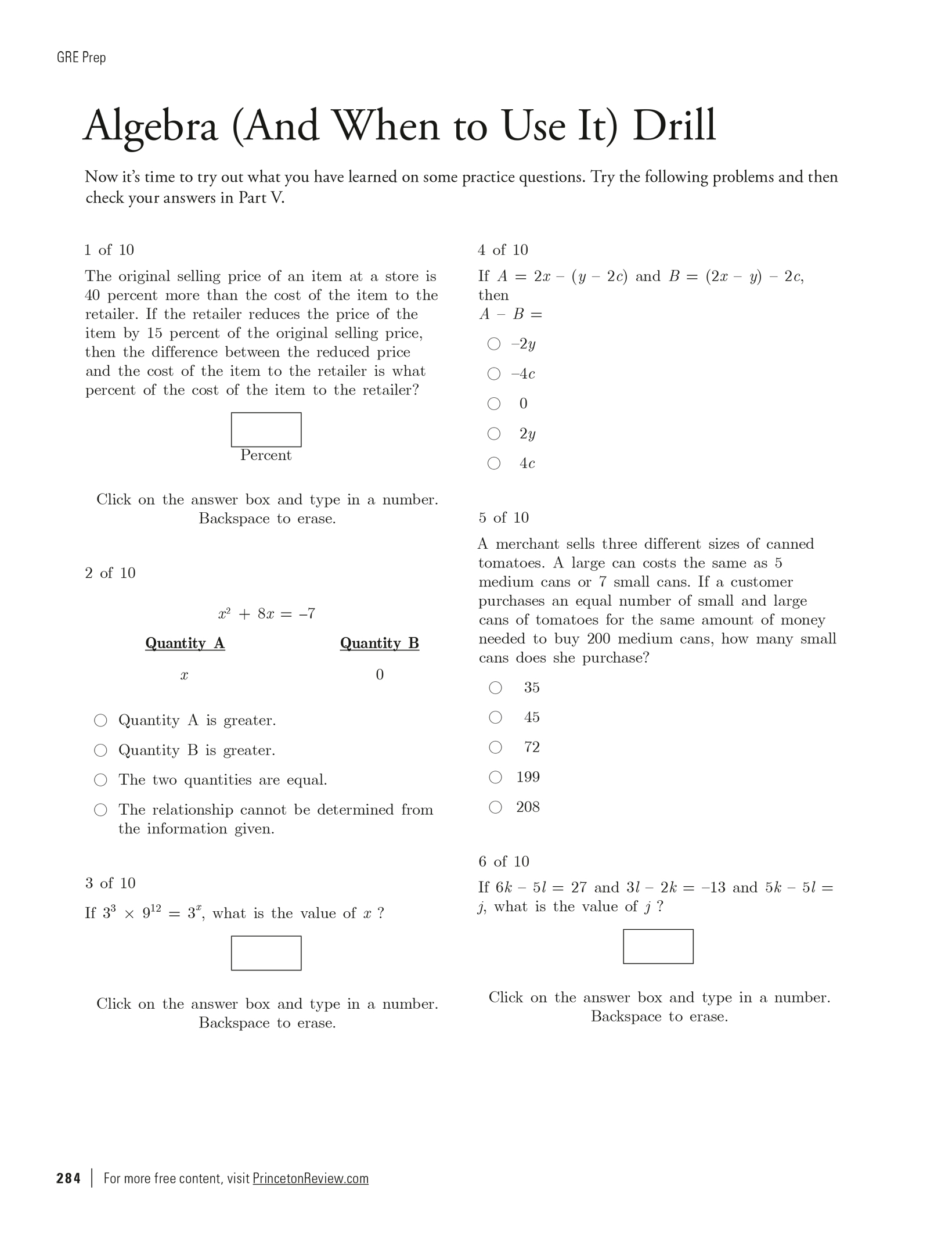 Extended ebook content for Princeton Review GRE Prep, 2021: Algebra ...
