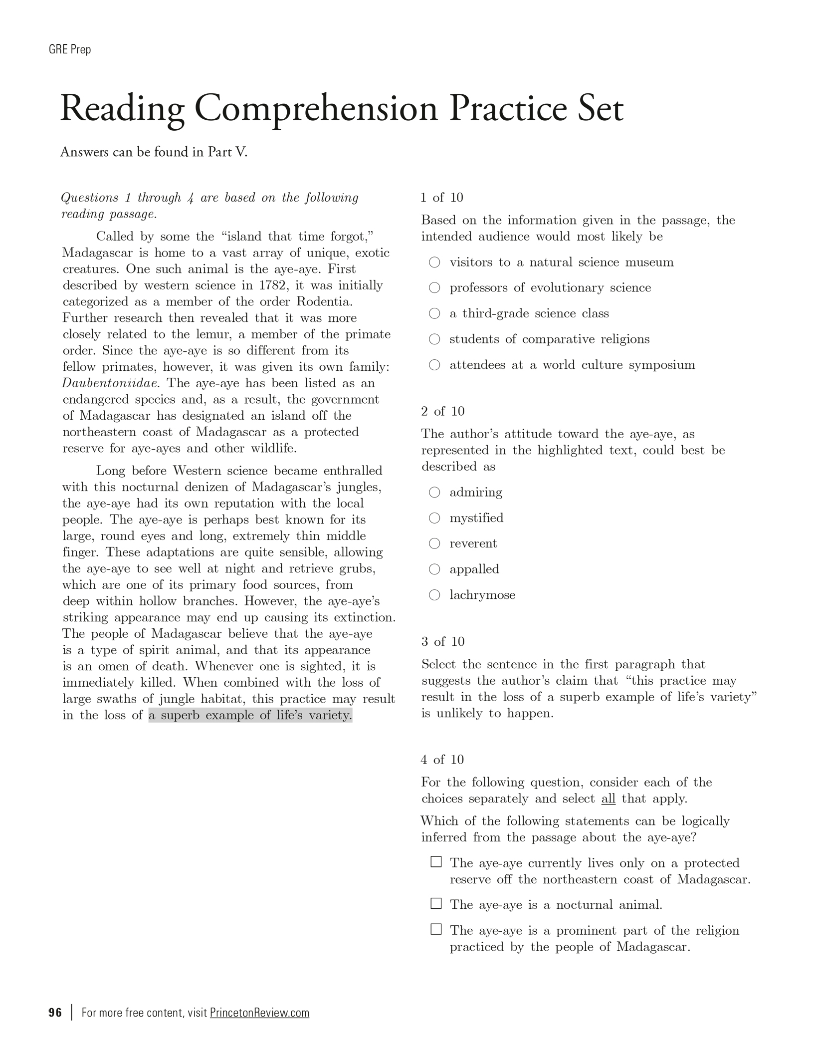 Extended ebook content for Princeton Review GRE Prep, 2021: Reading ...