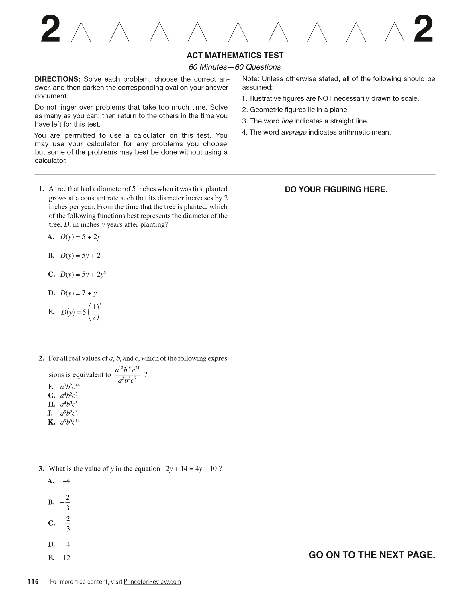 Extended ebook content for Princeton Review ACT Math Prep: Practice Test 1