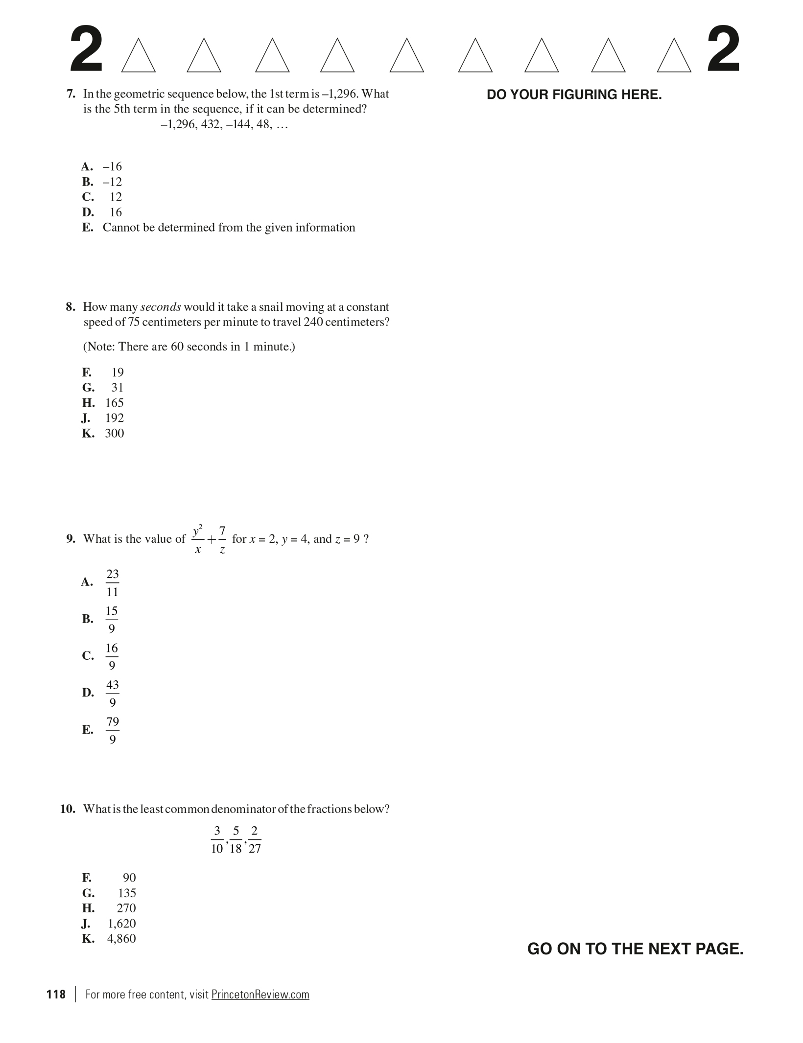 Extended ebook content for Princeton Review ACT Math Prep: Practice Test 1