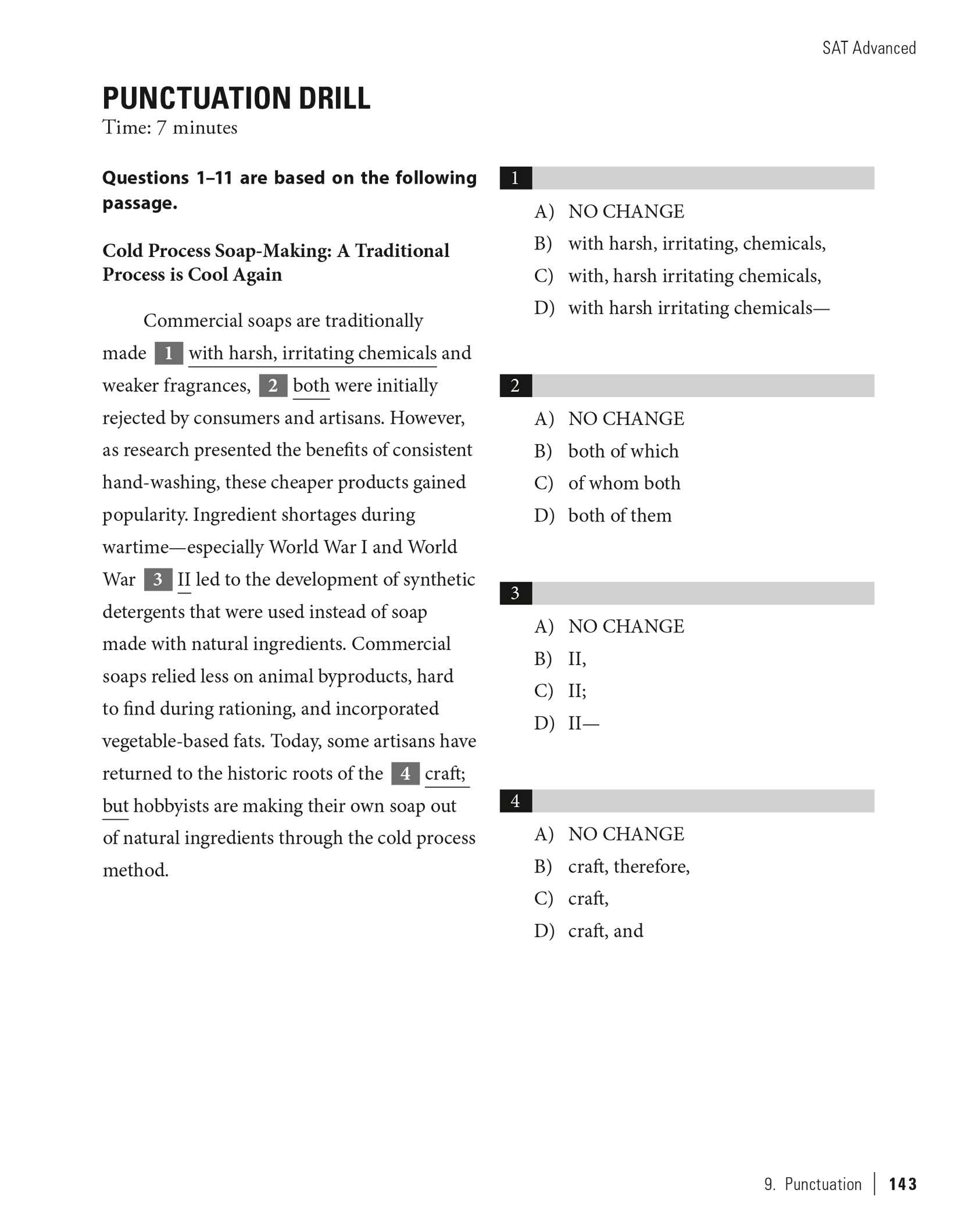 Extended ebook content for SAT Advanced: Punctuation Drill