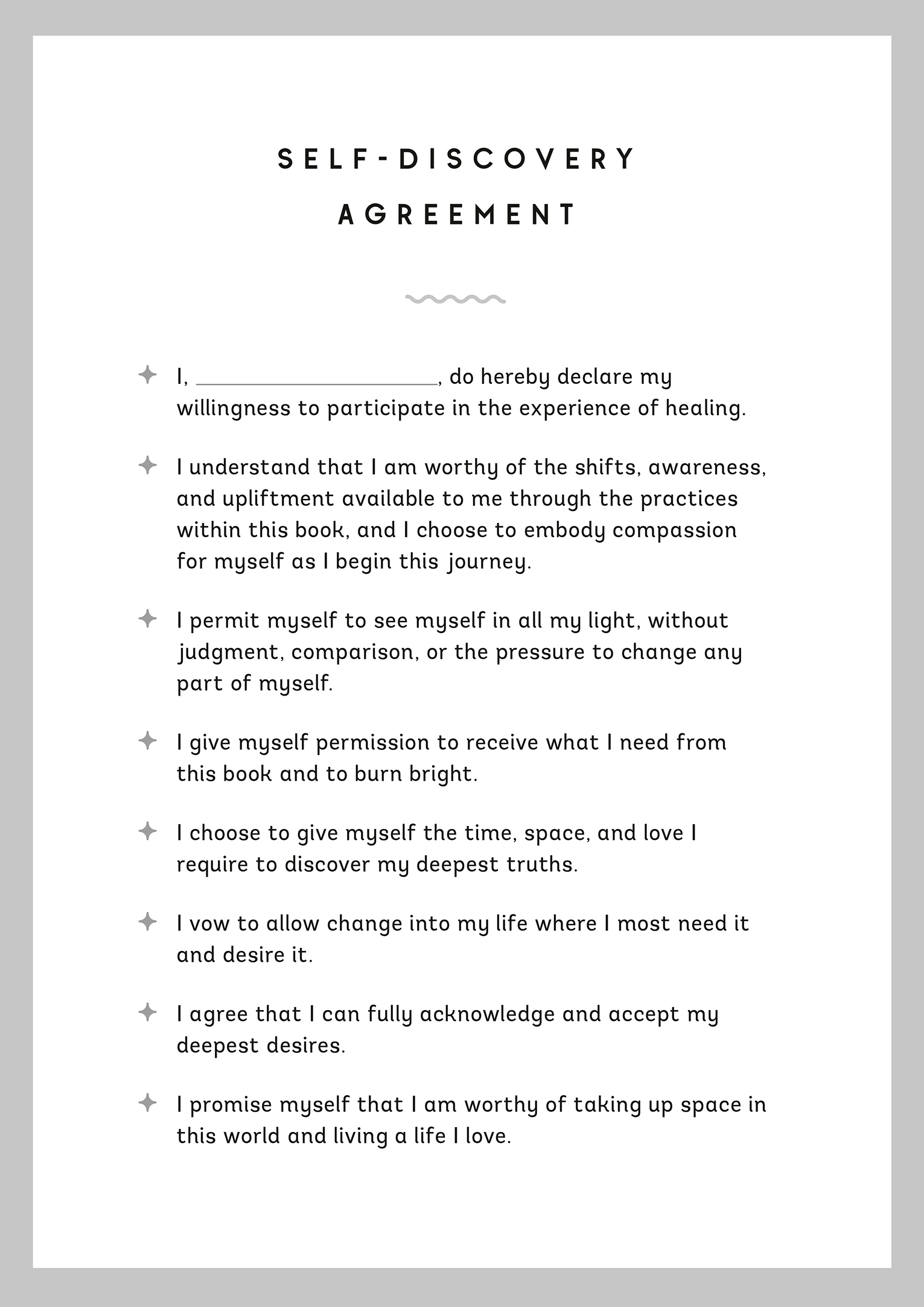 Extended ebook content for Burning Bright: Self-Discovery Agreement