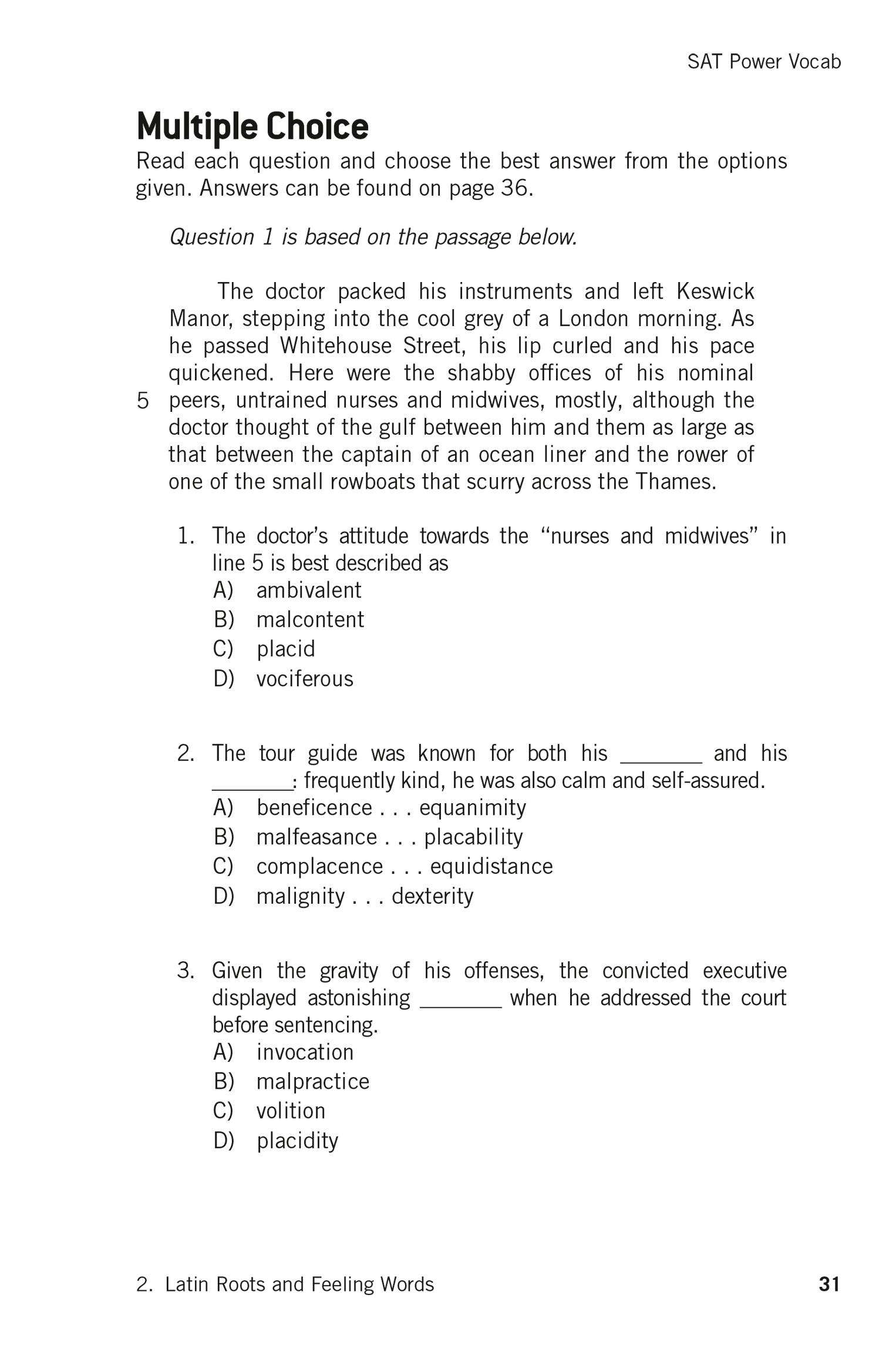 Extended ebook content for SAT Power Vocab, 3rd Edition: Chapter 2 Practice Exercises