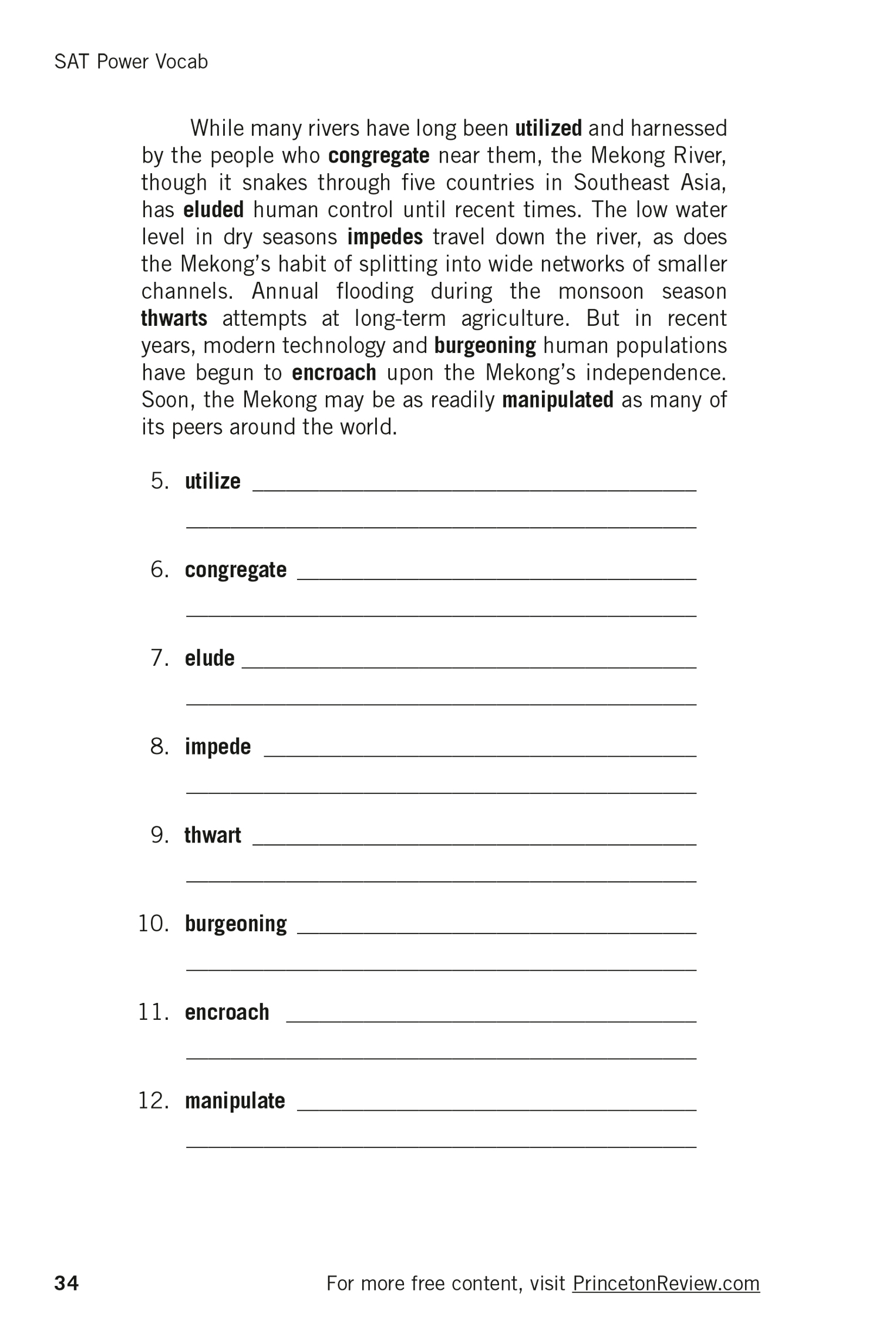 Extended ebook content for SAT Power Vocab, 3rd Edition: Chapter 2 Practice Exercises
