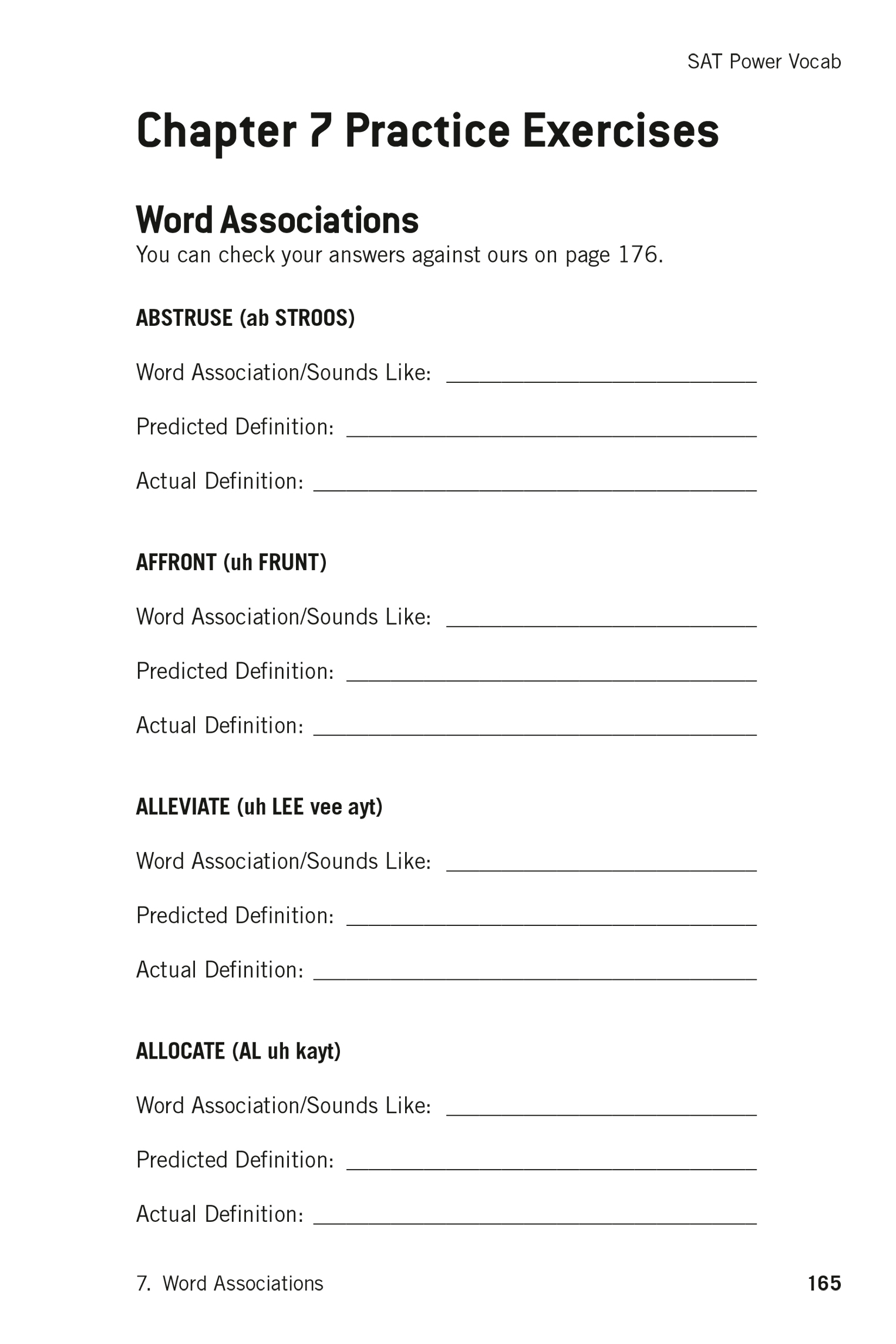 Extended ebook content for SAT Power Vocab, 3rd Edition: Chapter 7 Practice Exercises