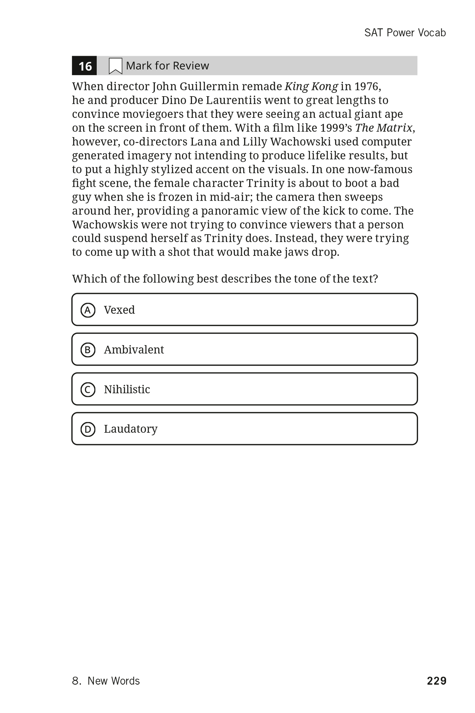 Extended ebook content for SAT Power Vocab, 3rd Edition: Chapter 8 Practice Exercises