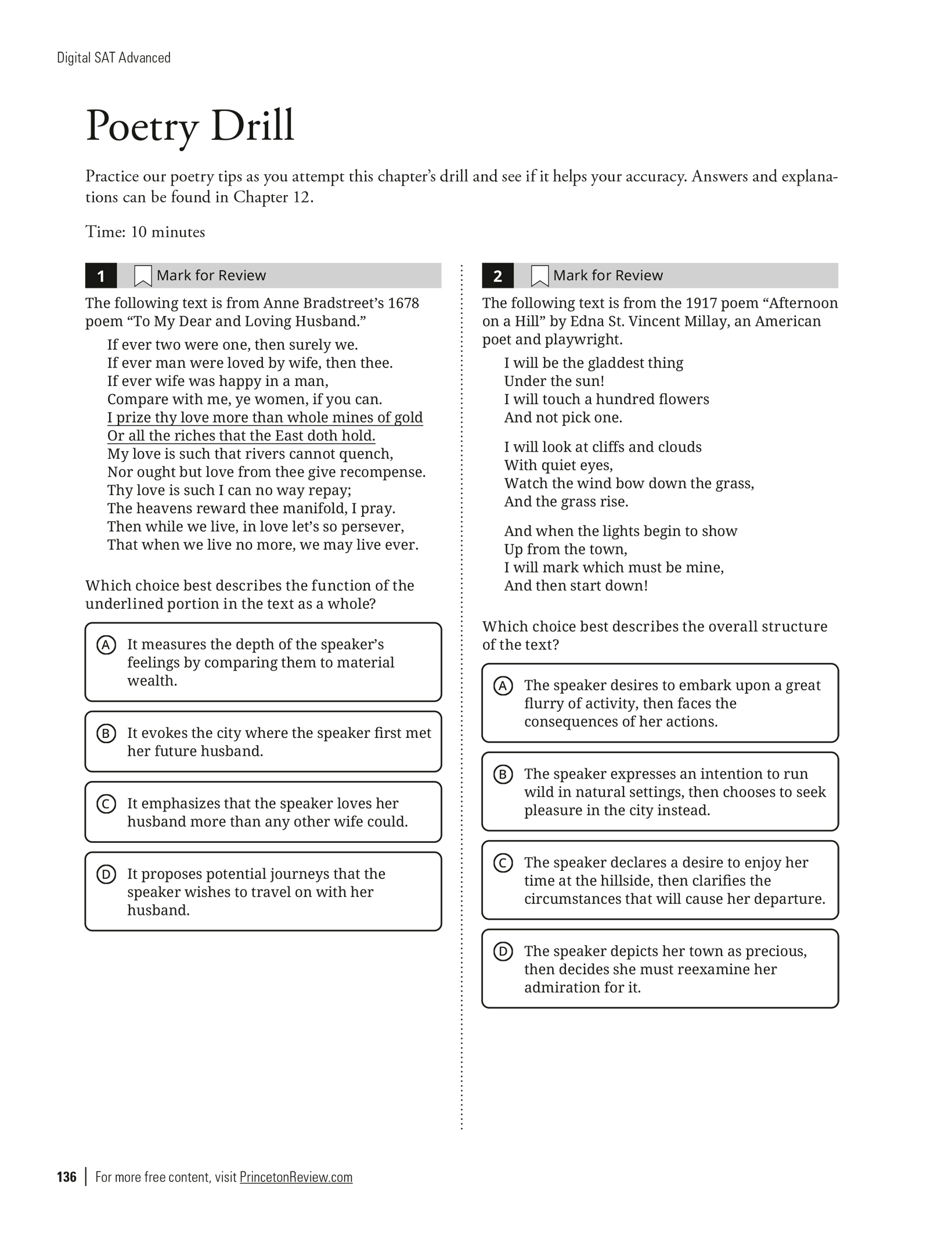 Extended ebook content for Princeton Review Digital SAT Advanced, 2nd ...