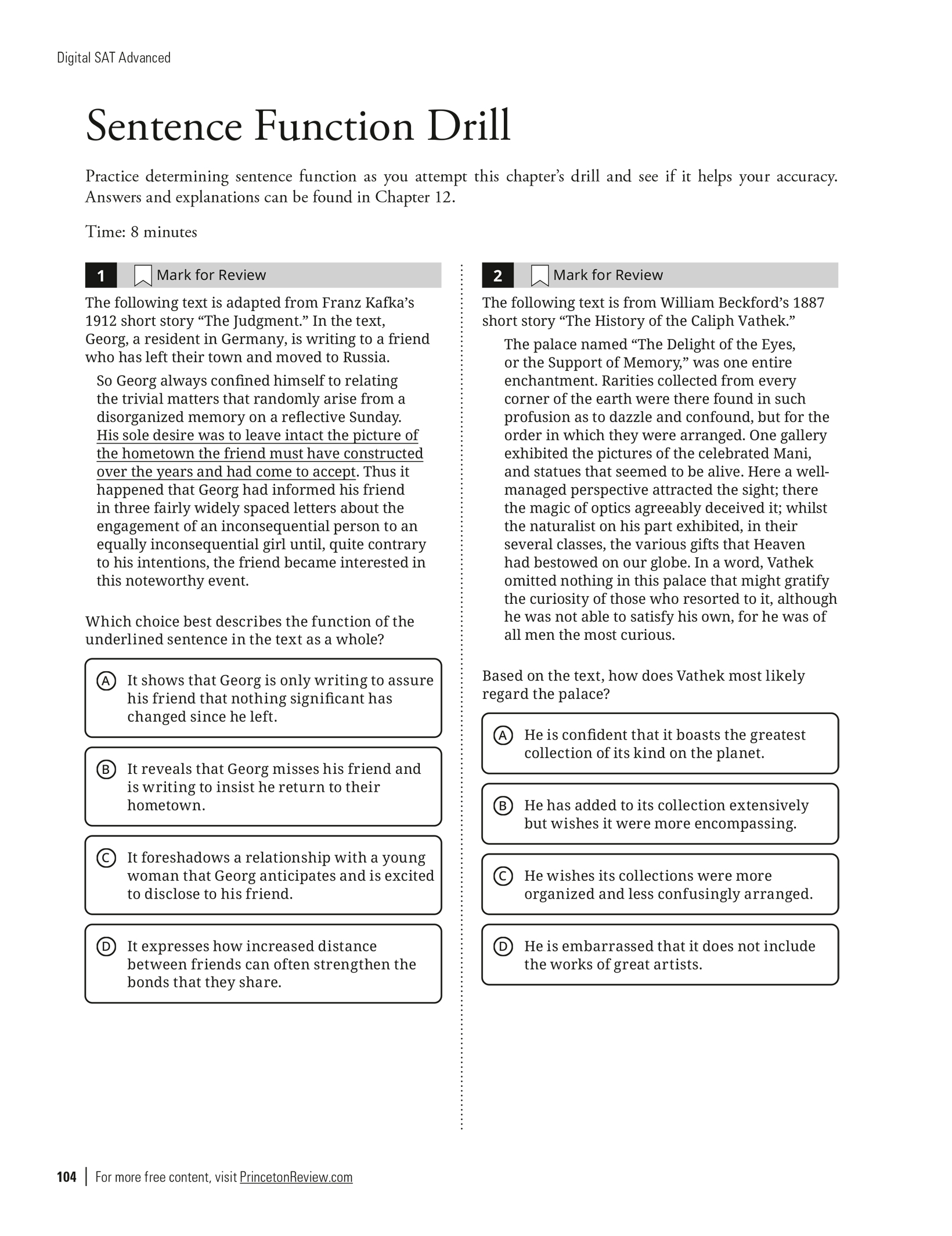 Extended ebook content for Princeton Review Digital SAT Advanced, 2nd ...
