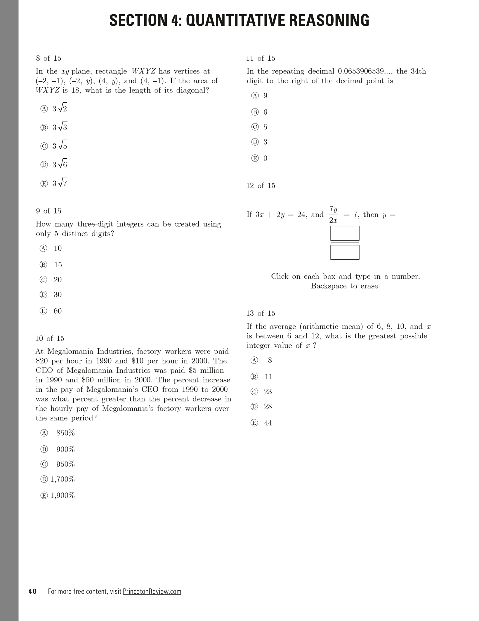 Extended ebook content for Princeton Review GRE Premium Prep, 36th ...