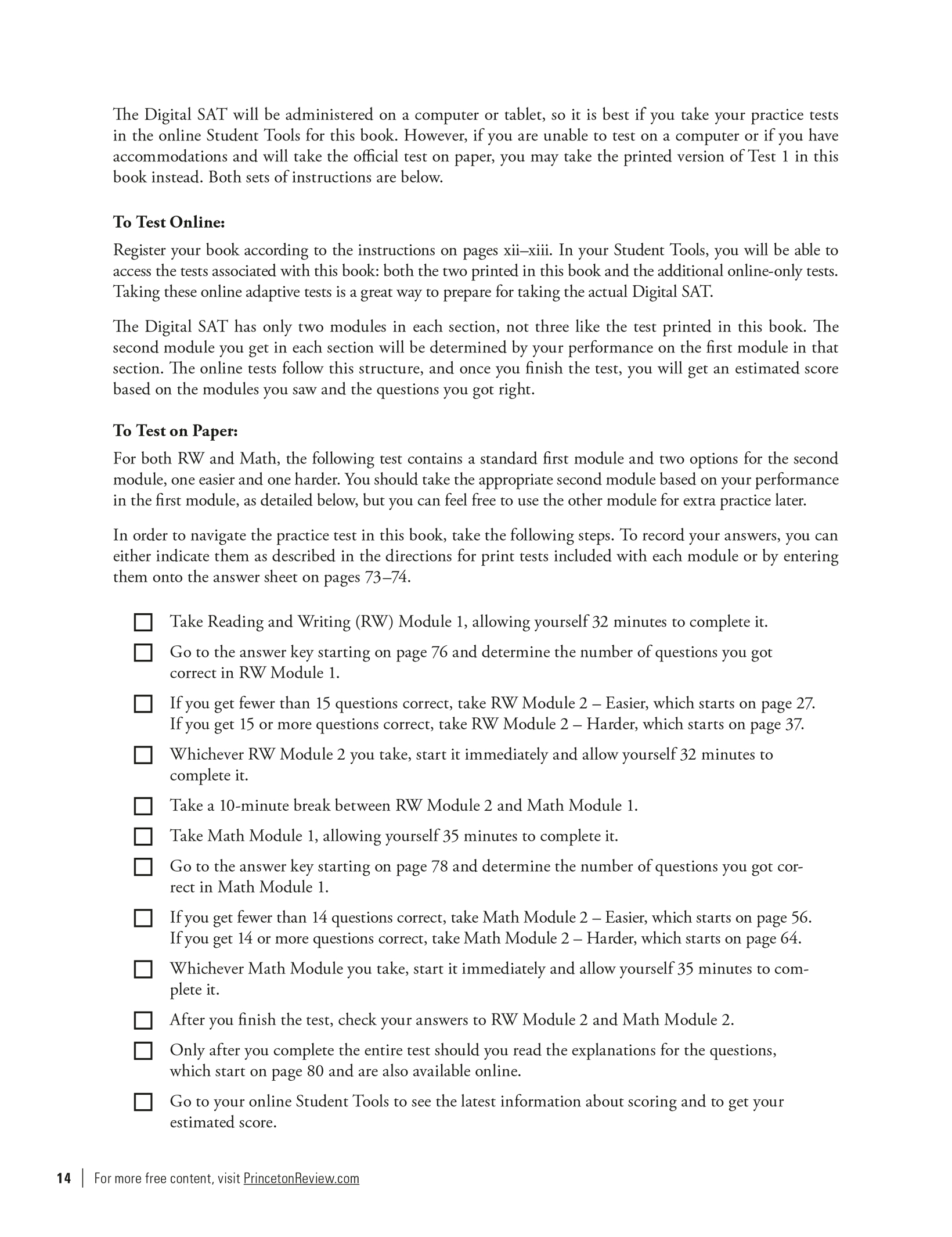 Extended ebook content for Princeton Review Digital SAT Premium Prep ...