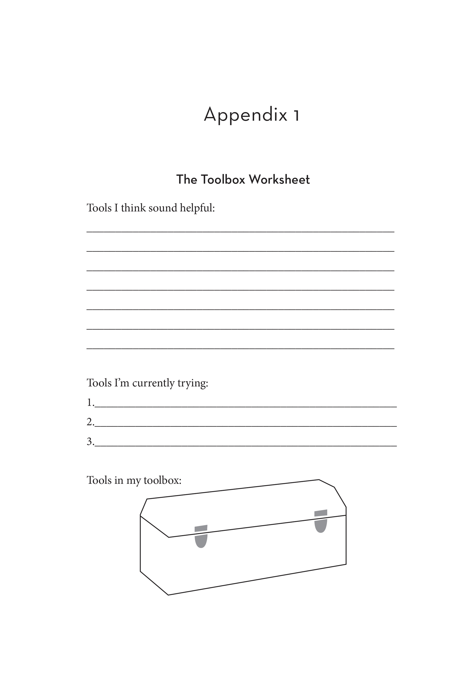 Extended ebook content for How to ADHD: Appendix 1 - The Toolbox Worksheet