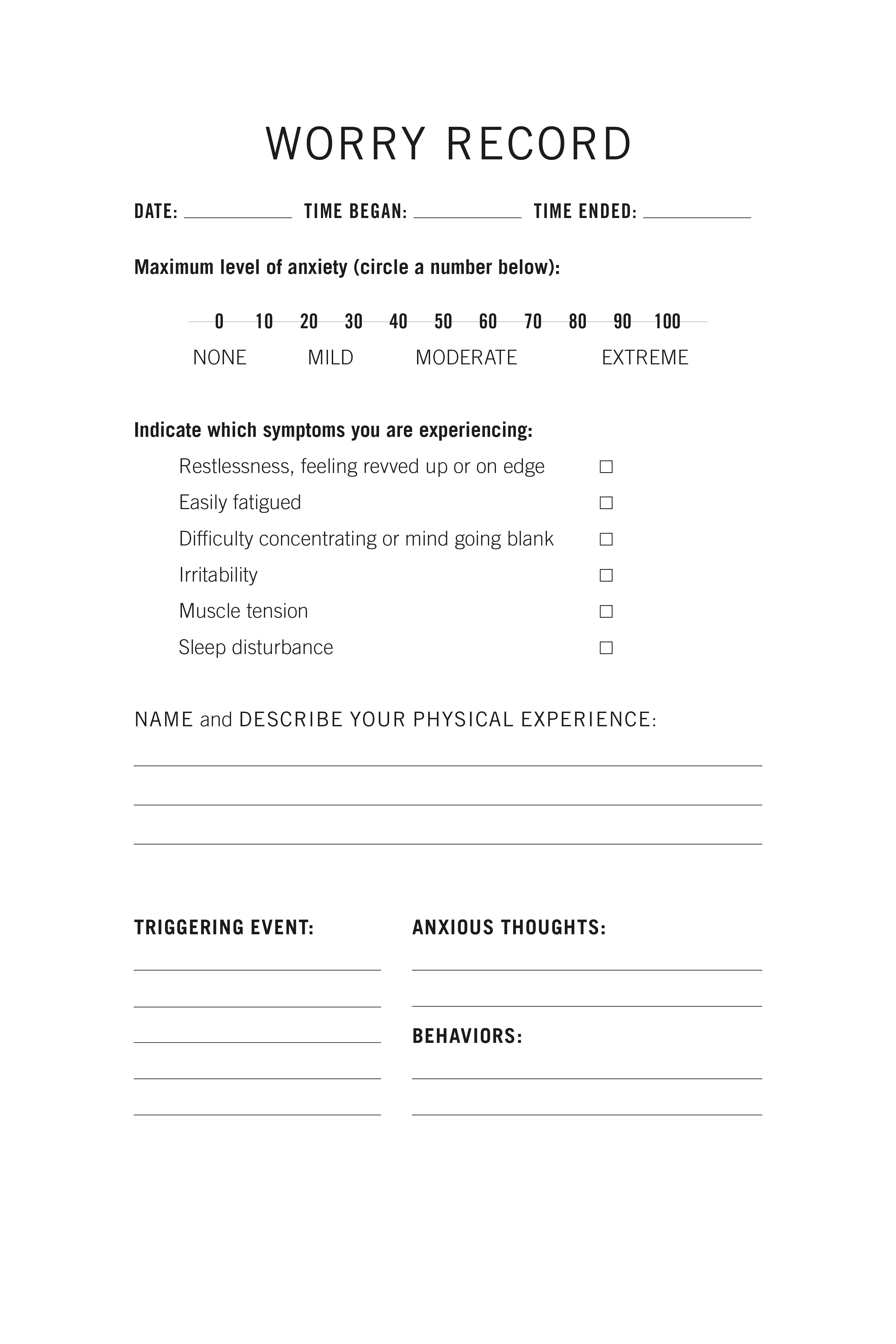 Extended ebook content for The Vagus Nerve Reset: Worry Record