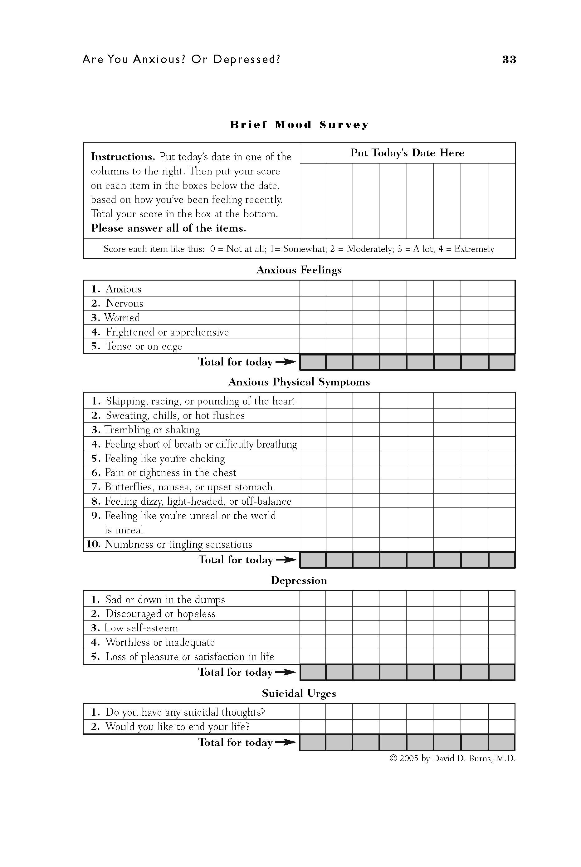 Extended ebook content for When Panic Attacks: Brief Mood Survey