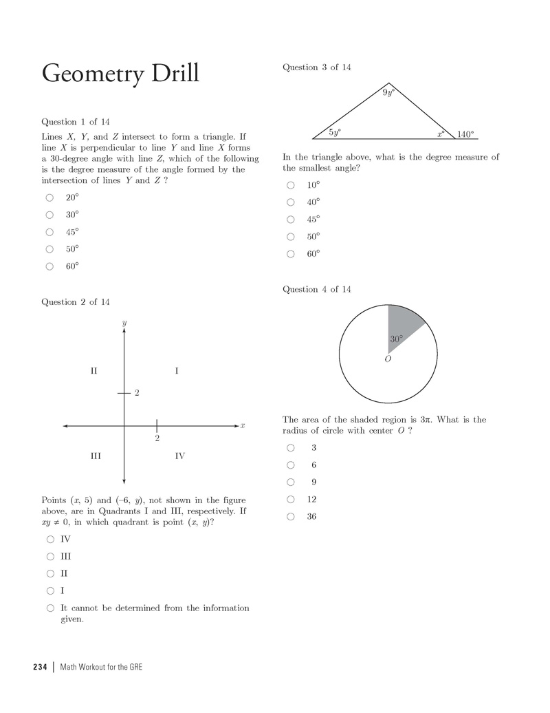 Extended ebook content for Math Workout for the GRE: Geometry Drill