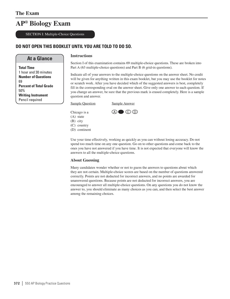 Extended ebook content for 550 AP Biology Practice Questions: Practice Test