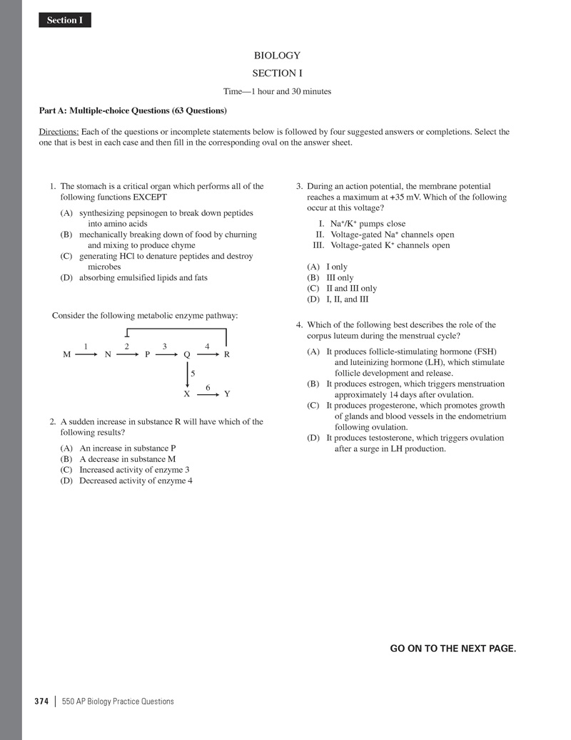 Extended ebook content for 550 AP Biology Practice Questions: Practice Test
