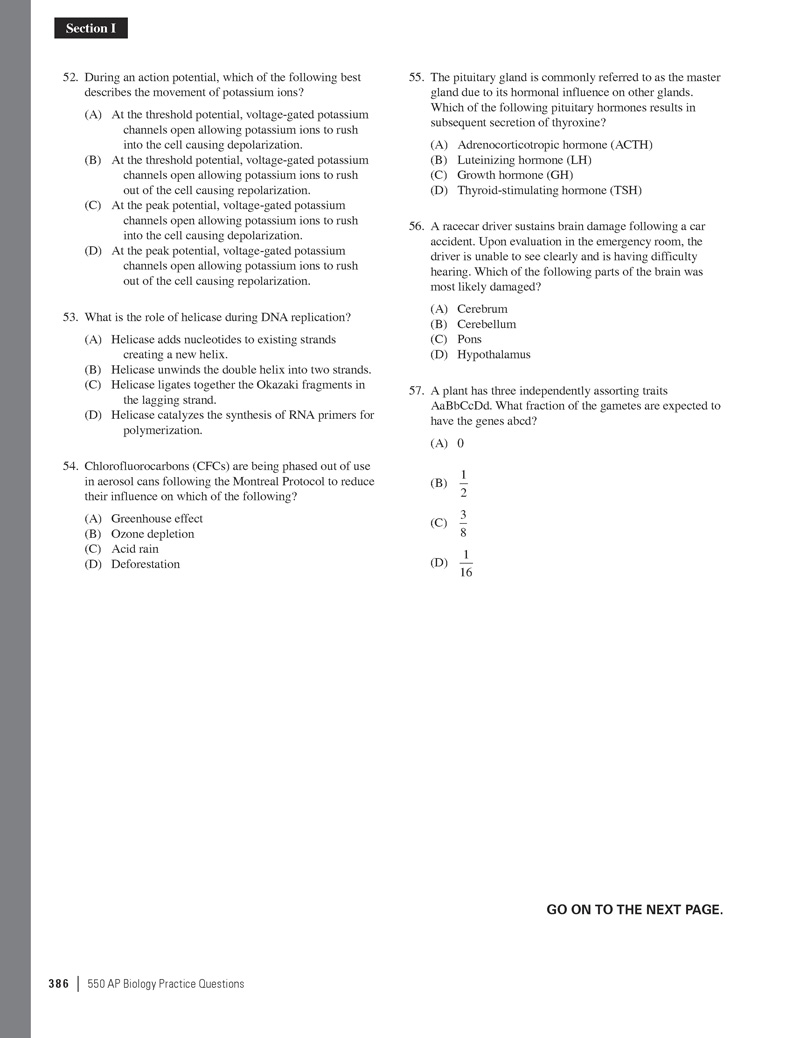 Extended ebook content for 550 AP Biology Practice Questions: Practice Test