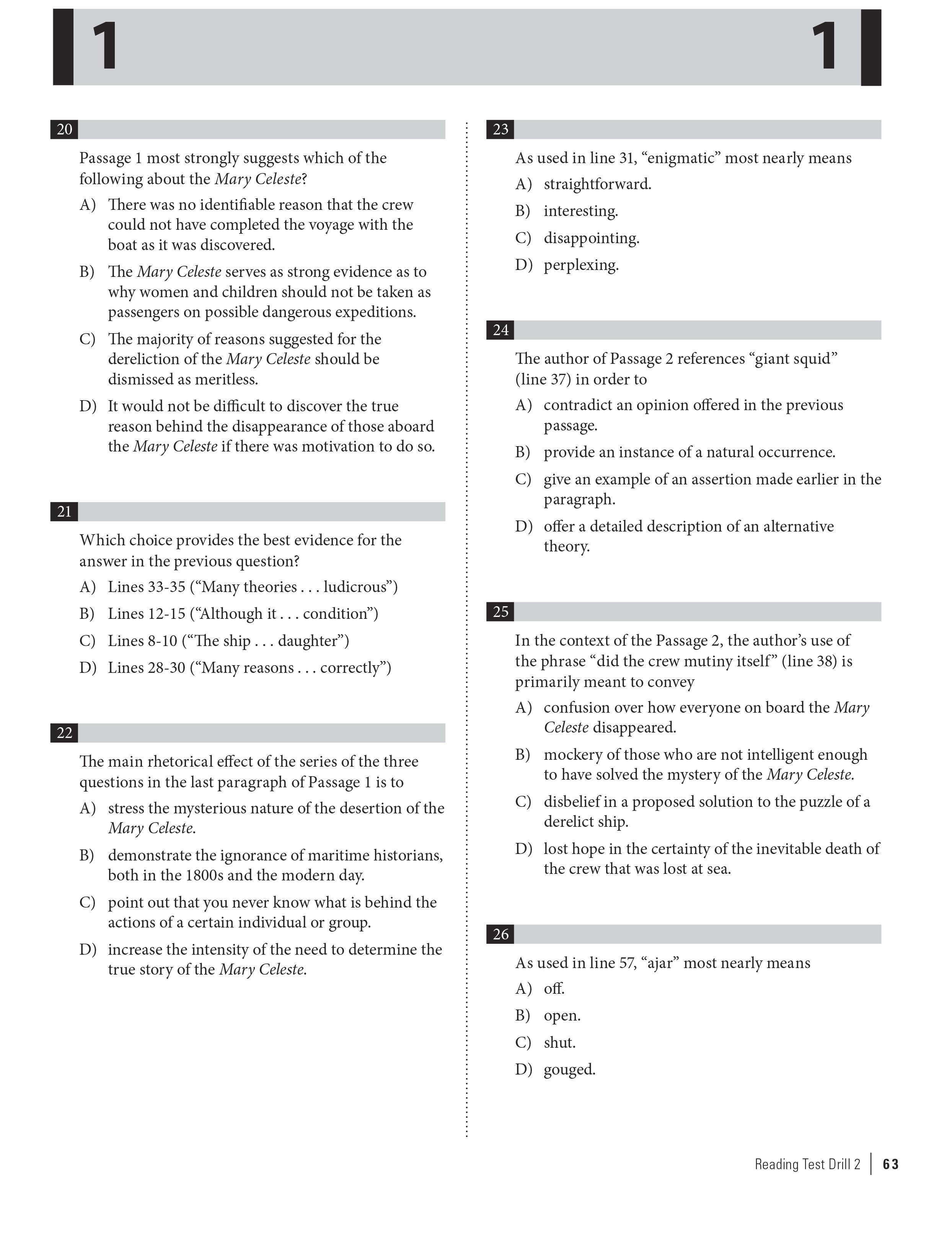 Extended ebook content for Workout for the New PSAT: Reading Test Drill 2