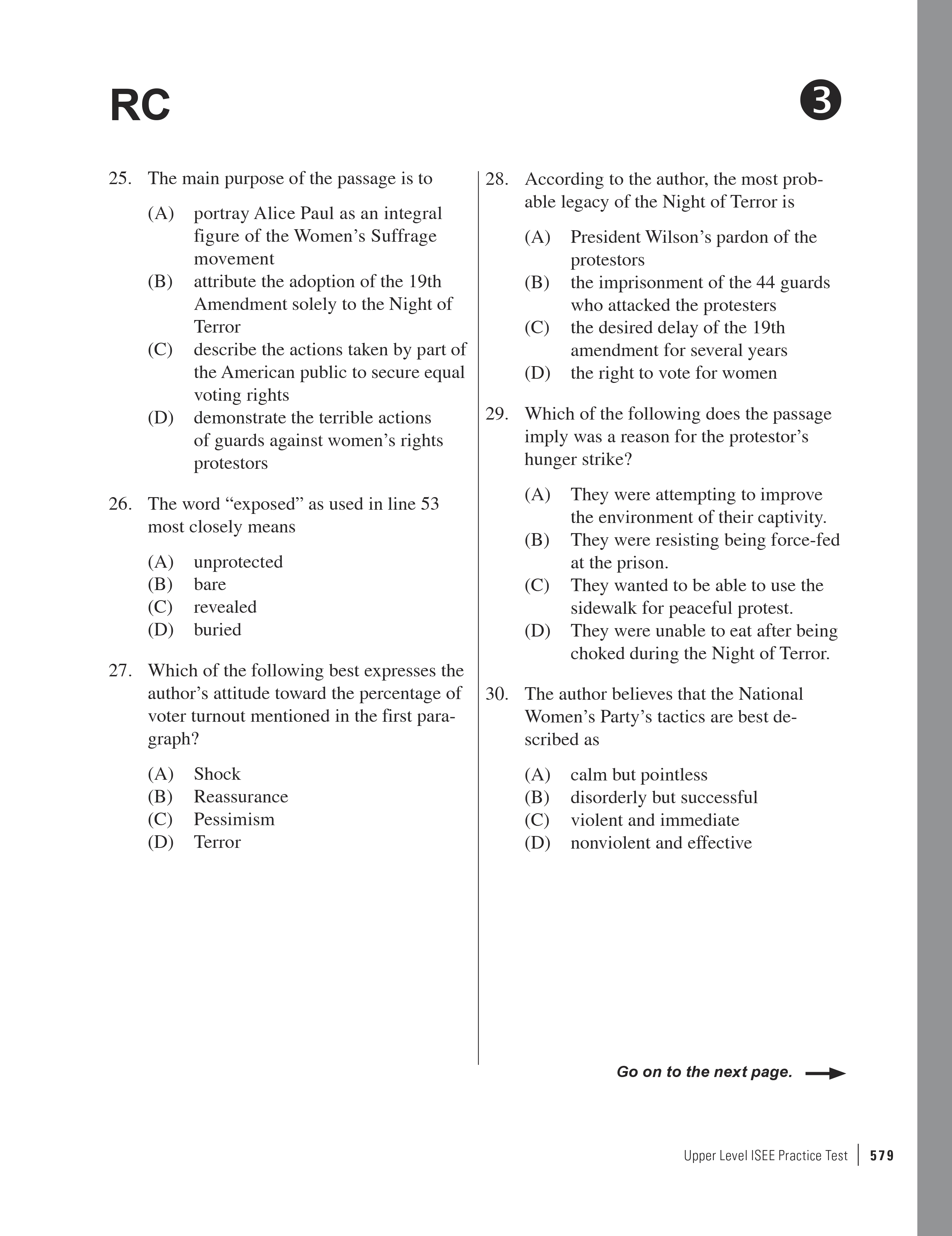 Free Isee Upper Level Practice Test Printable