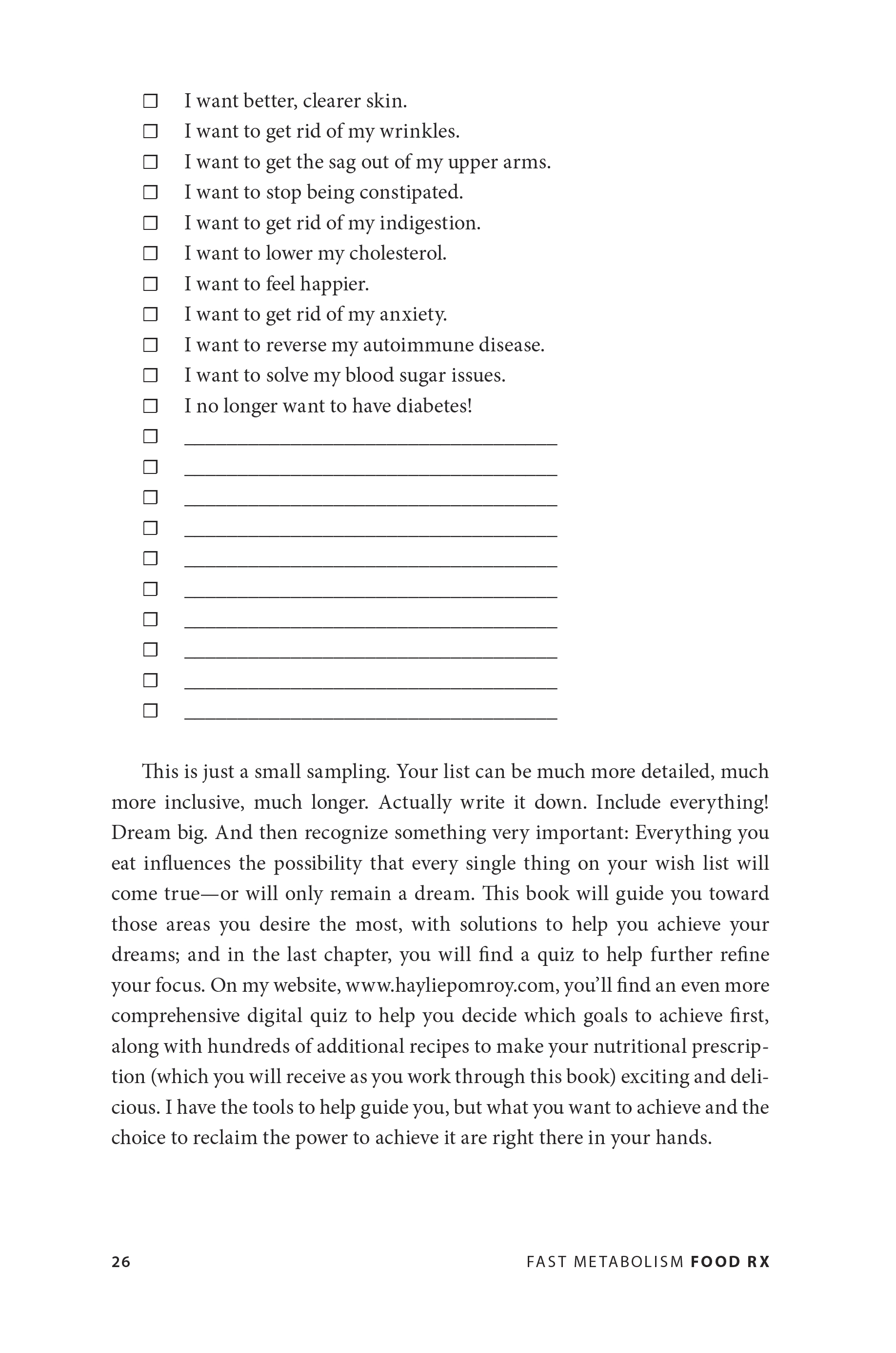 Extended ebook content for Fast Metabolism Food Rx: Health Wish List