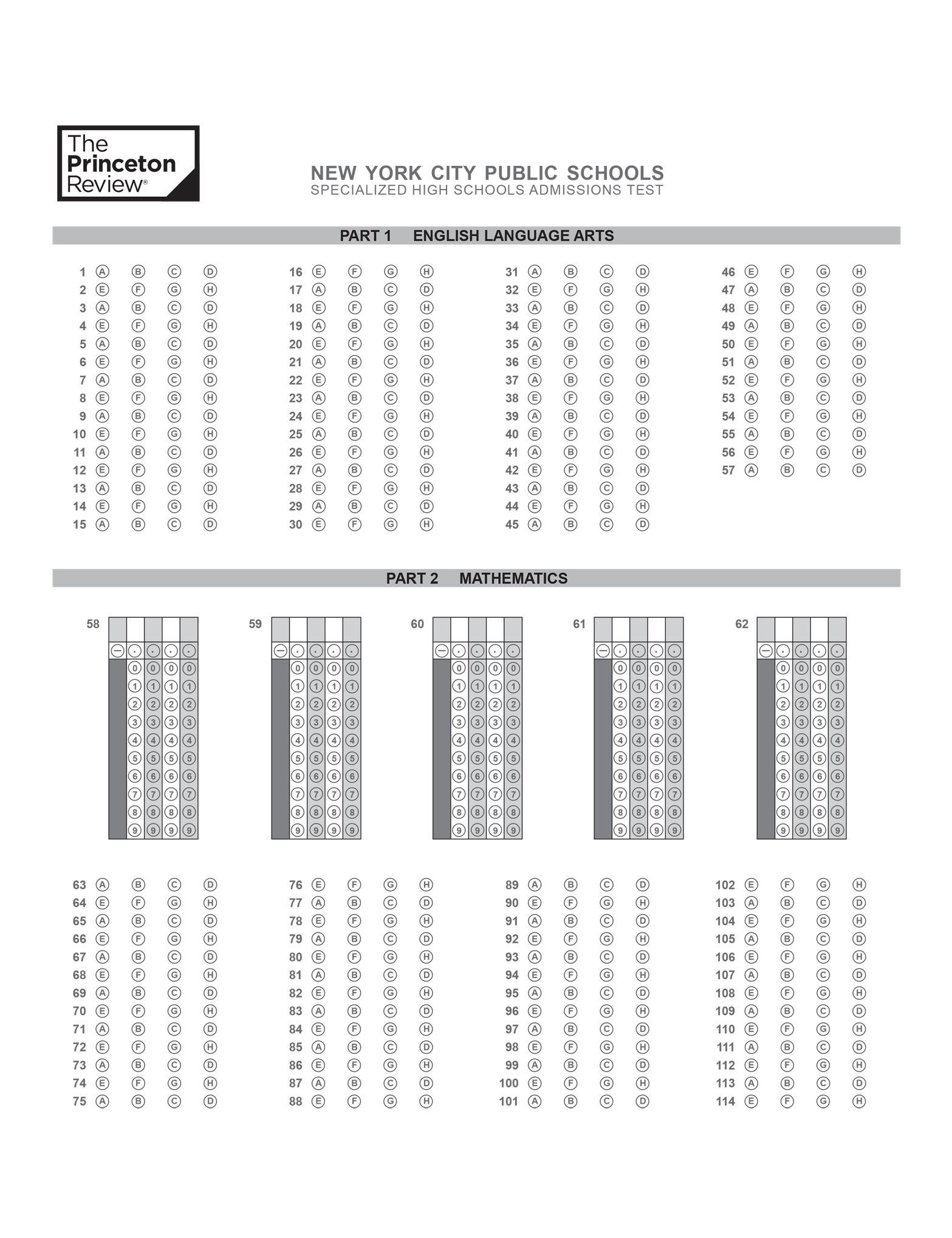 Extended ebook content for Cracking the New York City SHSAT ...