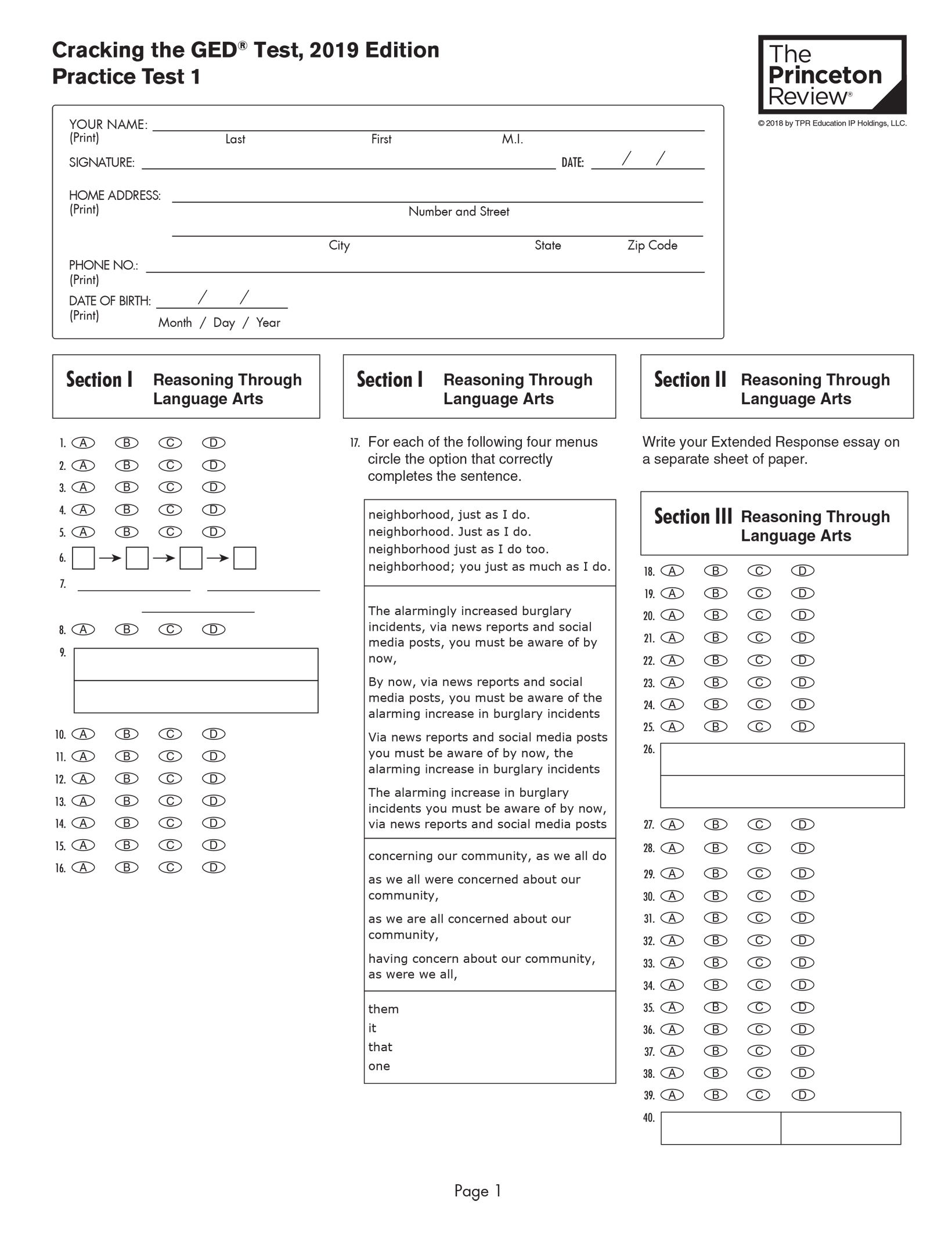 Extended ebook content for Cracking the GED Test with 2 Practice Exams ...